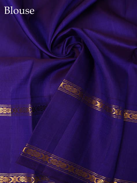 Lavender Kanjeevaram Silk Saree With Bluish Purple Border Tulsi Weaves