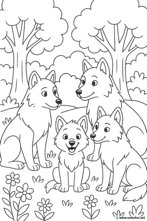 Coloriage Du Louveteau Et De Sa Famille à Télécharger Ou à Imprimer