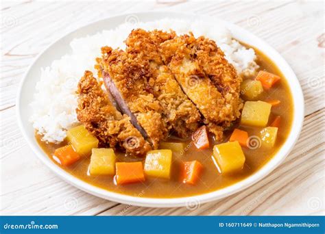 Crispy Fried Pork Cutlet With Curry And Rice Stock Image Image Of