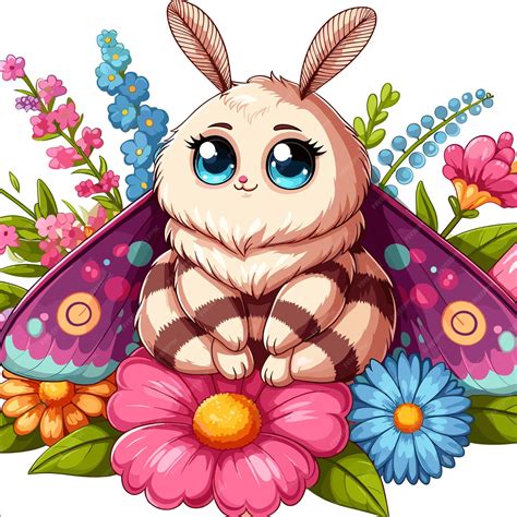 Premium Vector Cute Moth Vector Cartoon Illustration