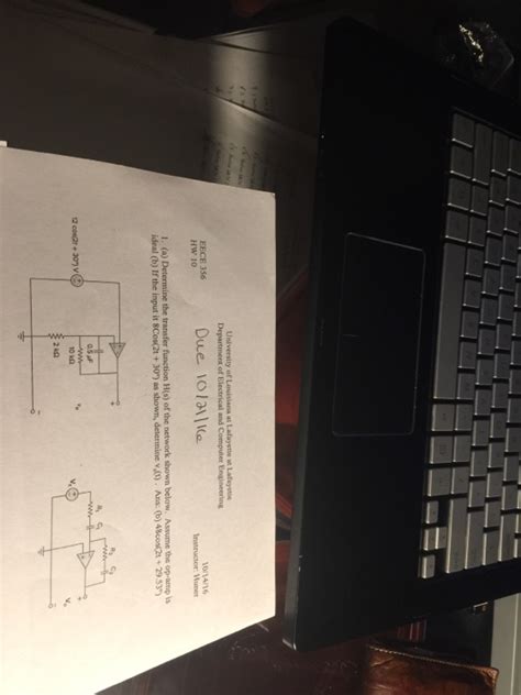Solved Determine The Transfer Function Hs Of The Network