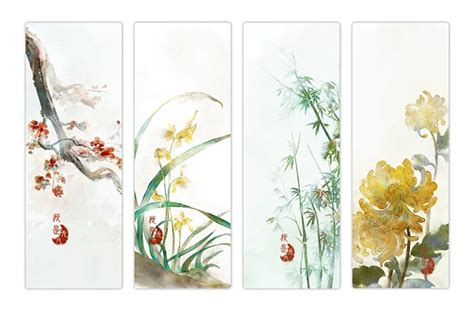 四君子 梅兰竹菊 古风植物 花瓣网