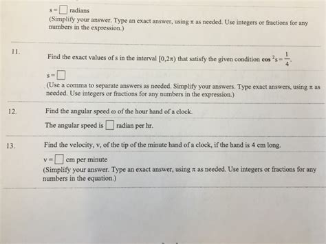 Solved Find The Exact Values Of S In The Interval Pi Chegg