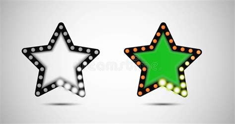 Set Of Beautiful Stars With Marquee Lights Flashing On White Background