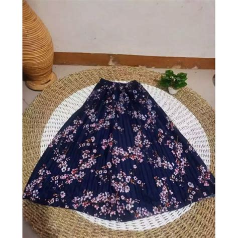 Jual Rok Plisket Motif Bunga Premium Rok Plisket Motif Bunga Lily Daily Rok Motif Bunga