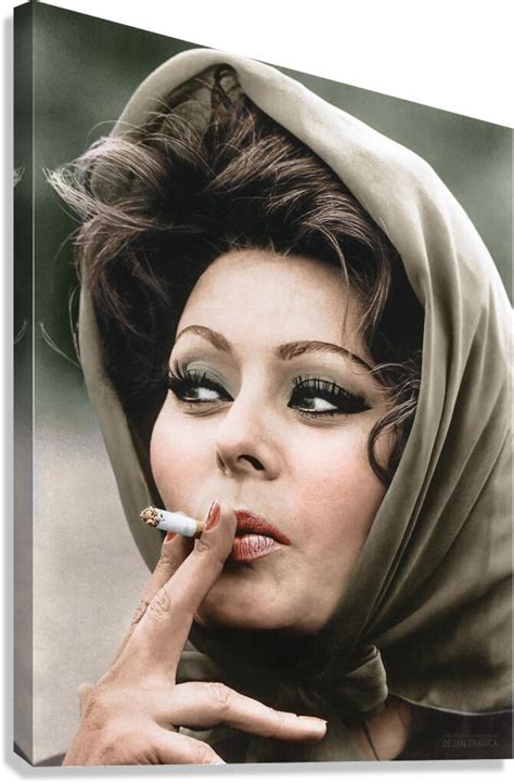 Gorgeous Sophia Loren With A Headscarf Smoking A Cigarette By Dejan