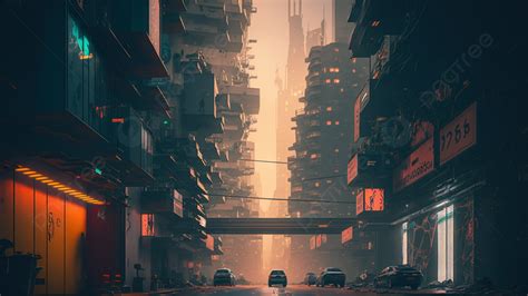 Future City Illustration Background Future Cities Street Night View