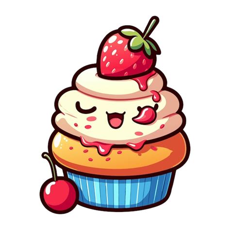 Cupcake Clipart Vector Illustration On White Background Premium Ai