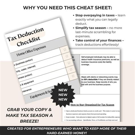 Freelance Tax Deduction Cheat Sheet Self Employed Tax Guide Small