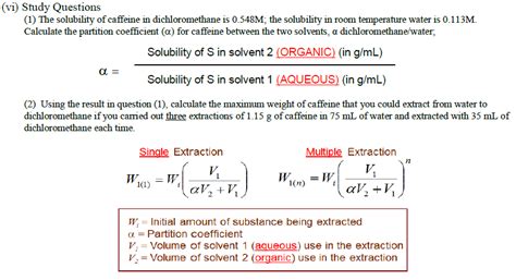 Solved Vi Study Questions 1 The Solubility Of Caffeine