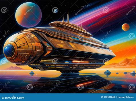 A Majestic Journey On An Opulent Interstellar Ark Stock Illustration Illustration Of Celestial