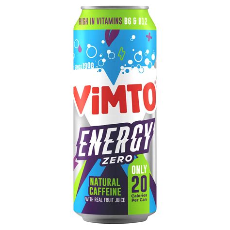 Vimto Energy Zero Natural Caffeine With Real Fruit Juice 500ml Sports And Energy Drinks