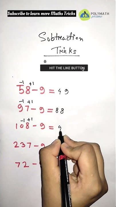 Subtraction Tricks Subtraction Of 9 From Any Number Mathstricks