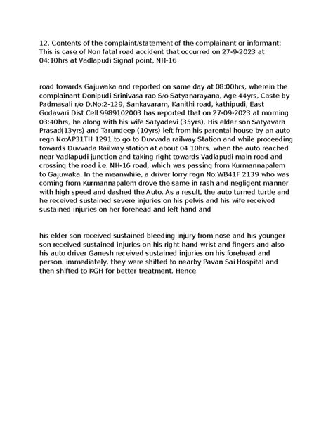 Document For Non Existent Bits Contents Of The Complaintstatement Of