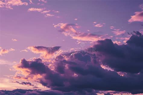 Beautiful Sunset Sky Background With Tiny Clouds Vintage Color Tone Stock Illustration