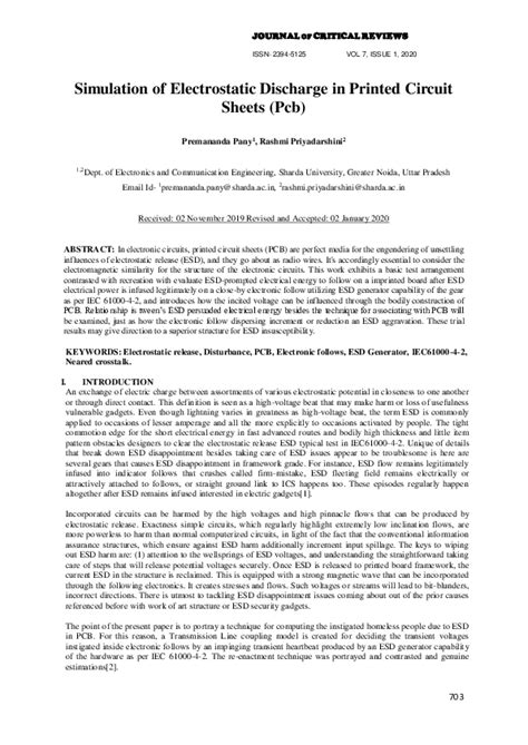 Pdf Simulation Of Electrostatic Discharge In Printed Circuit Sheets Pcb