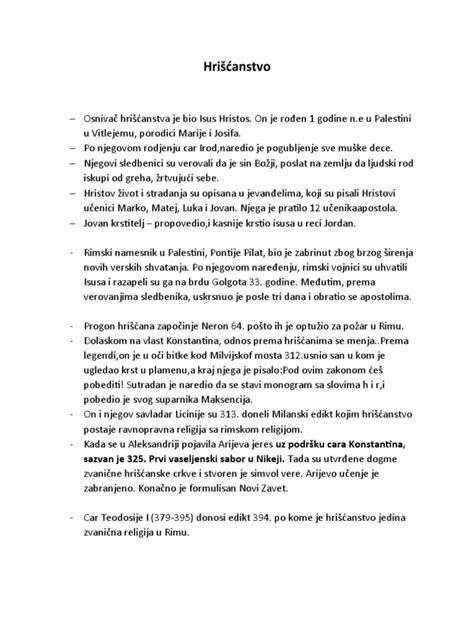 Pojava I Širenje Hrišćanstva Pdf