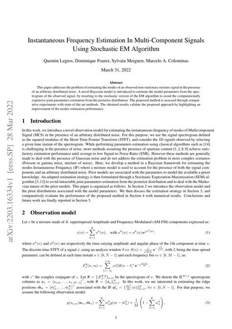 pdf instantaneous frequency estimation in multi component signals