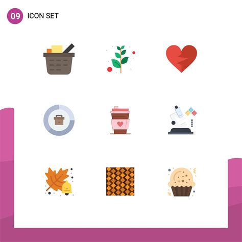 User Interface Pack Of 9 Basic Flat Colors Of Drink Report Like Graph Business Editable Vector