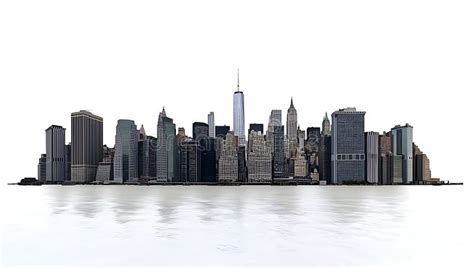 Stunning Panoramic View Of The New York City Skyline Reflected On Calm