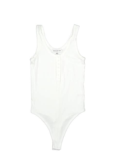 Something Navy 100 Cotton Solid White Bodysuit Size Xs 78 Off Thredup
