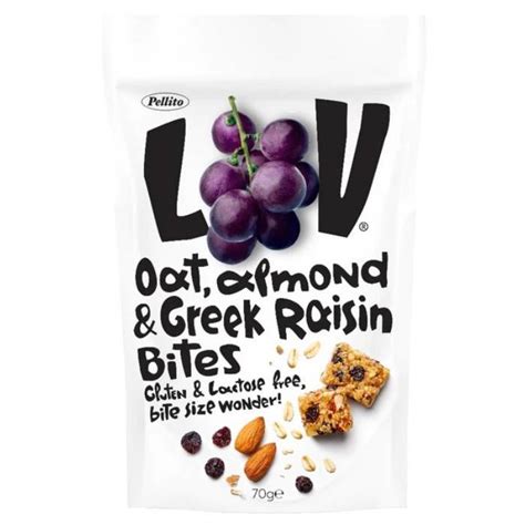Pellito Lov Oat Almond And Greek Raisin Bites 70g Pack Of 8 Plantx Uk