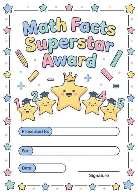 Math Facts Superstar Award Worksheet Download And Print Now
