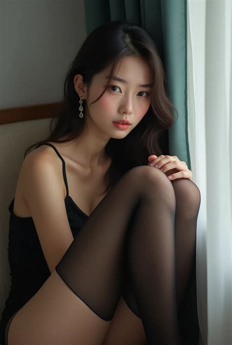 Asian Girl Wearing Black Stockings Seaart Ai