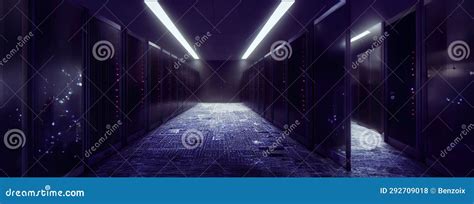 Dark Server Racks In Computer Network Security Server Room Data Center Generative Ai Stock