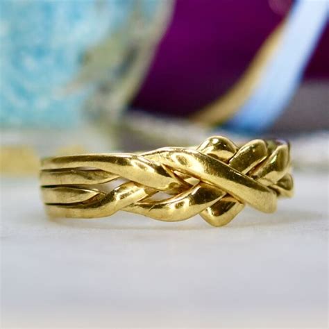 Four Piece Puzzle Ring In 9ct Gold Gems Afire Vintage Jewellery Uk