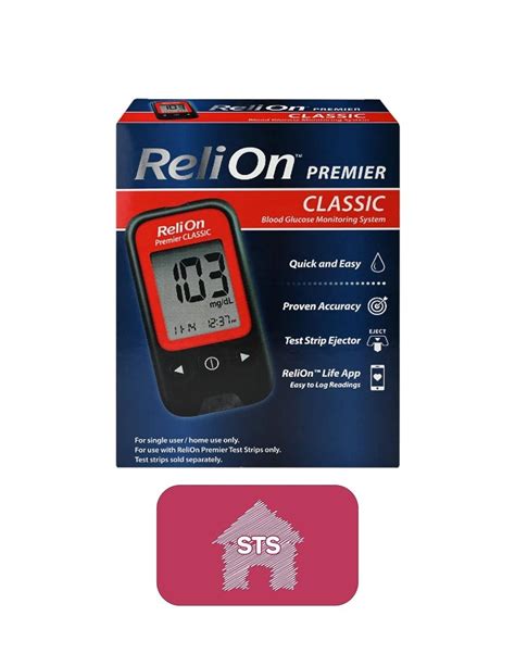Relion Premier Classic Blood Glucose Monitoring System With Sts Home
