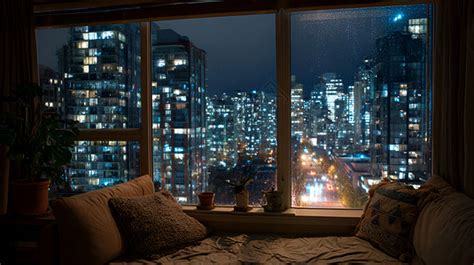 城市夜景透过大窗映入室内沙发高清图片下载 正版图片603256829 摄图网