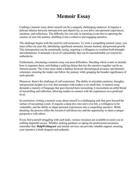 Memoir Essay Pdf