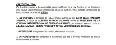 Alberto Fujimori Poder Judicial Declara Improcedente Habeas Corpus