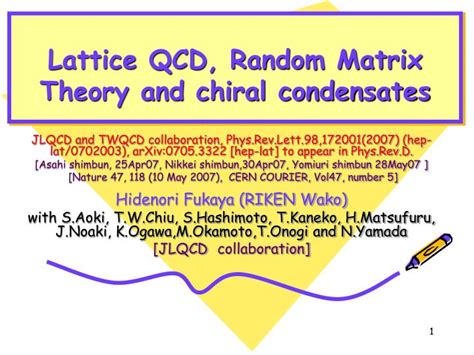 Ppt Lattice Qcd Random Matrix Theory And Chiral Condensates