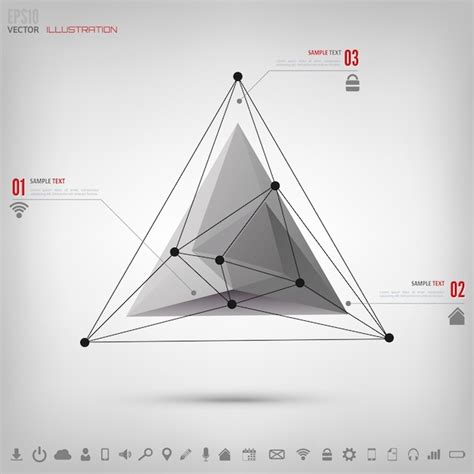 Premium Vector Abstract Polygonal Geometric Background With Web Icons Triangle Elements