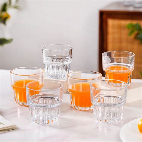 Small Stackable Juice Glass Set Of 6 250ml Online Premium Tumbler