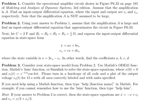 Problem Consider The Operational Amplifier Circuit Chegg
