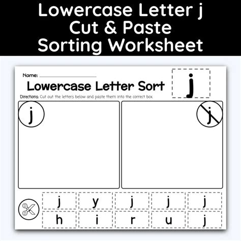 Lowercase Letter J Cut Paste And Sort The Letters Worksheet