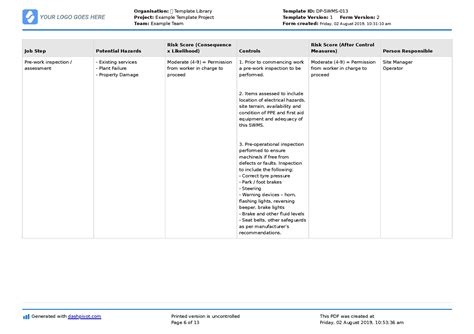 Tipper Truck Safe Work Method Statement Use And Edit This Swms
