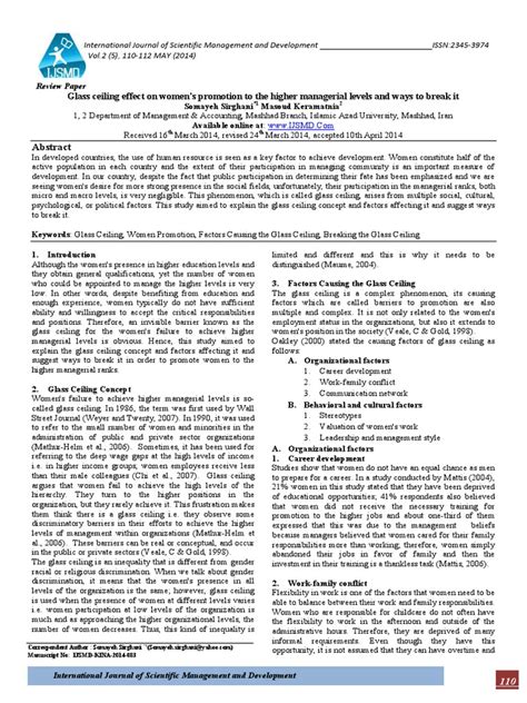 Glass Ceiling Effect On Womens Promotion Pdf Pdf Stereotypes Empowerment