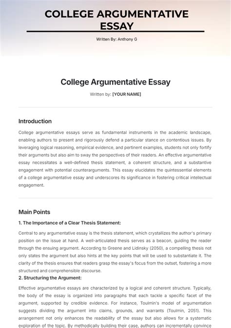 Free Argumentative Essay Templates Editable And Printable