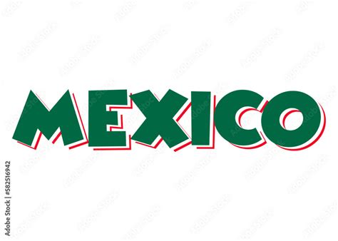 Letras Palabra Mexico En Texto Manuscrito Con Los Colores De La Bandera