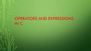 Operators And Expressions In C Programming PPTX