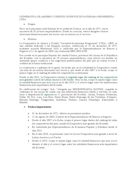 Cooperativa De Ahorro Y Credito Juventud Ecuatoriana Progresista Ltda