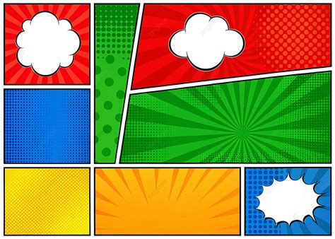 Vibrant Comic Book Frame Template With Colorful Panels Background