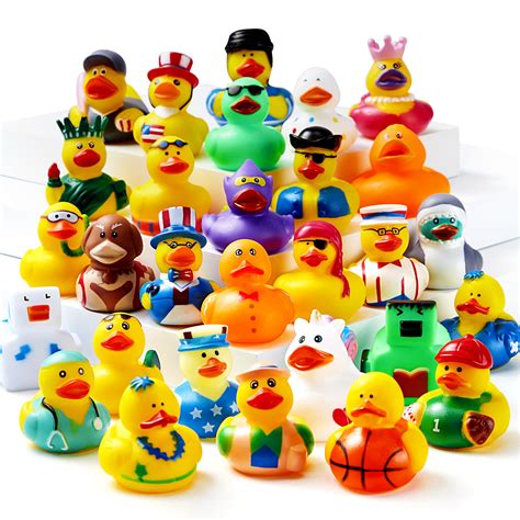 Joyin 30 Pcs Rubber Ducks Random Assortment Ducks Bulk With Mesh Carry