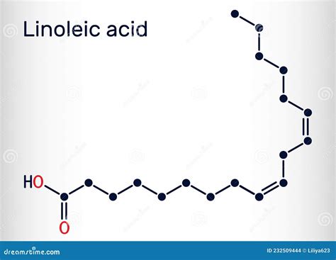 Linoleic Acid La Molecule Omega 6 Polyunsaturated Fatty Acid Structural Chemical Formula And