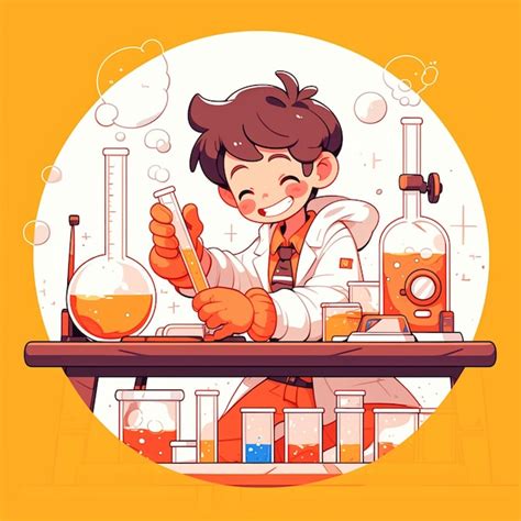 Premium Vector White Teen Boy Doing A Science Experiment