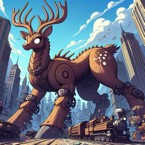 Giant Mlp Timberdeer Mecha Rampage By Giantfox On Deviantart